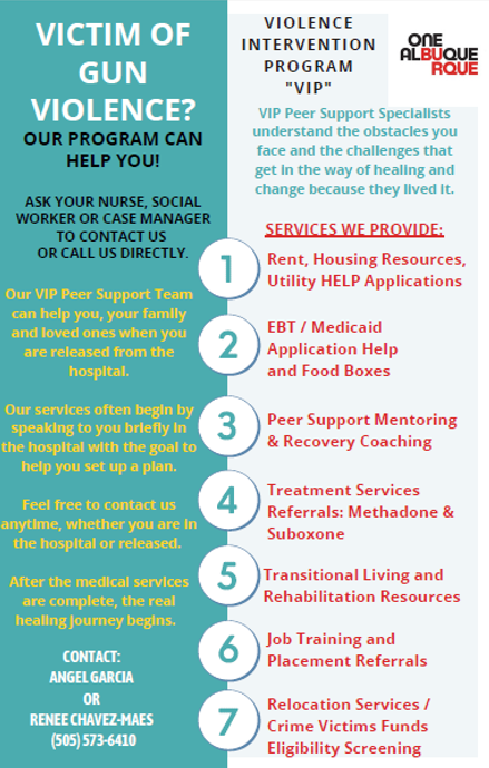 Gun Violence Survivor Handout Image — City of Albuquerque