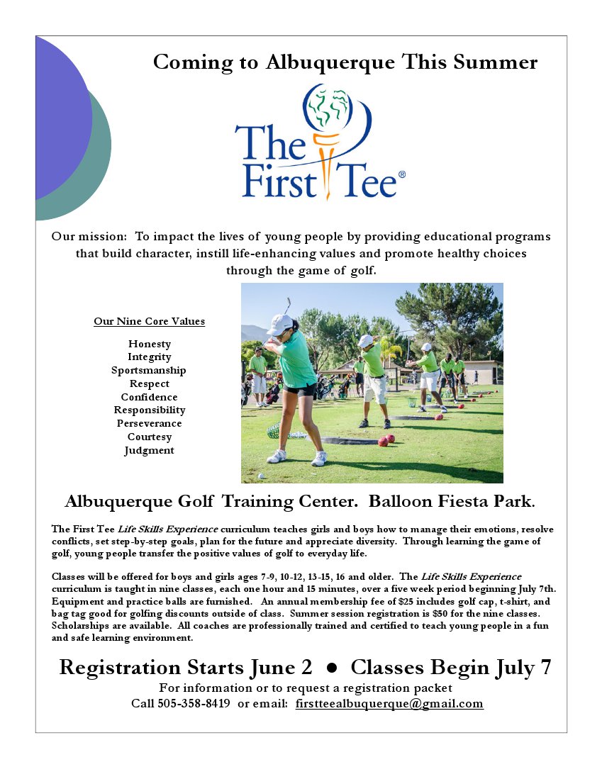First Tee Flyer — City of Albuquerque