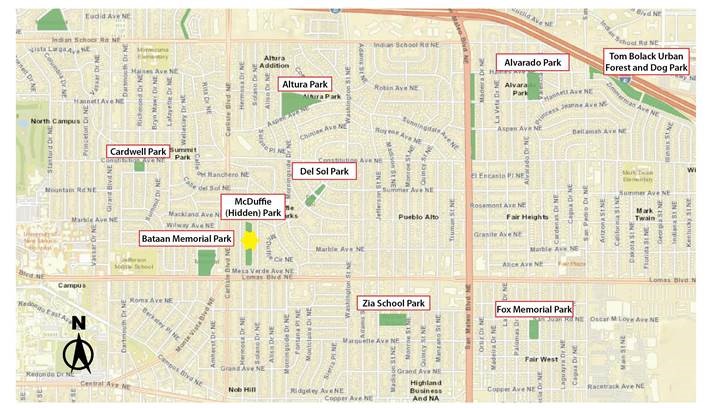 Map of McDuffie (Hidden) Park — City of Albuquerque