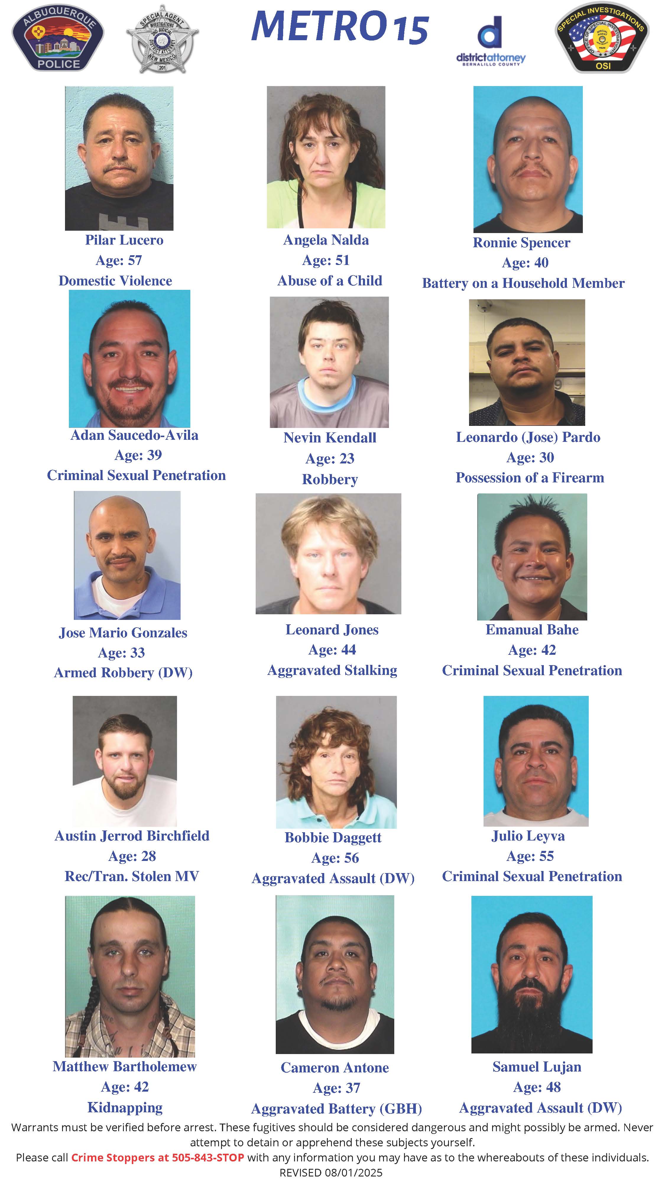 Metro 15 Updated List August 1, 2025 — City of Albuquerque